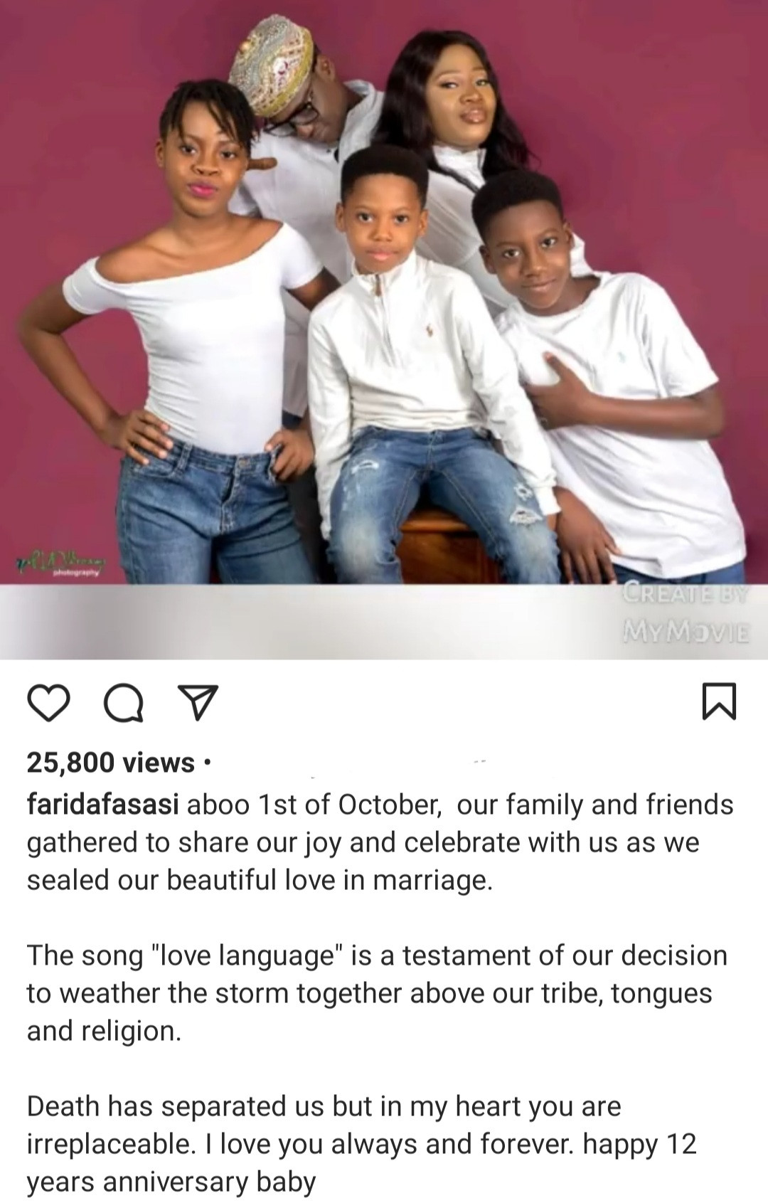 Farida Fasasi celebrates late husband Sound Sultan on 12th marriage ...